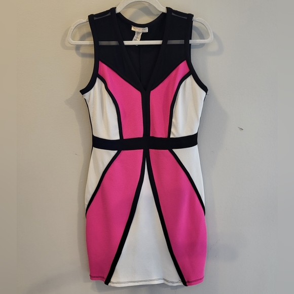 Dresses Agaci Agaci Agaci Neon Pink Colour Block Midi Dress Poshmark